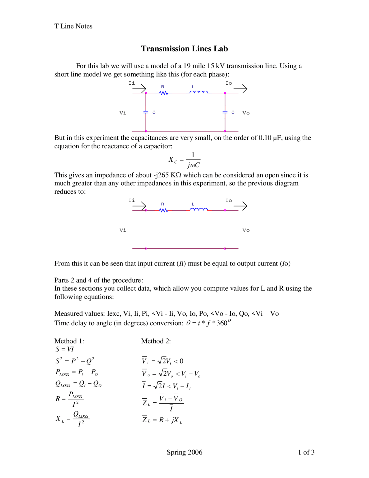 Lecture Notes For Exam Transmission Lines Lab Ece 3354 Docsity