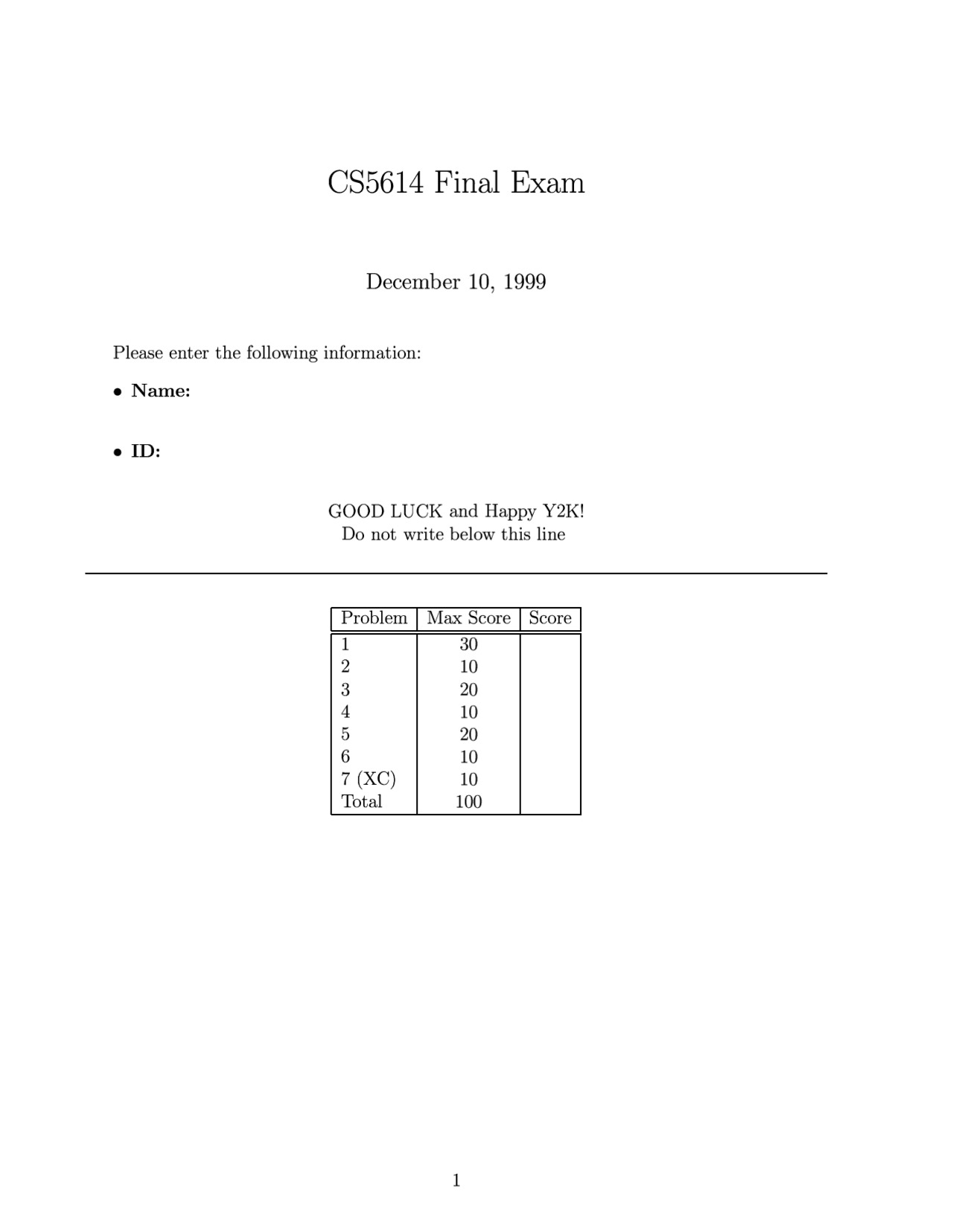 Questions Of Database Management Systems Final Exam Cs 5614 Docsity