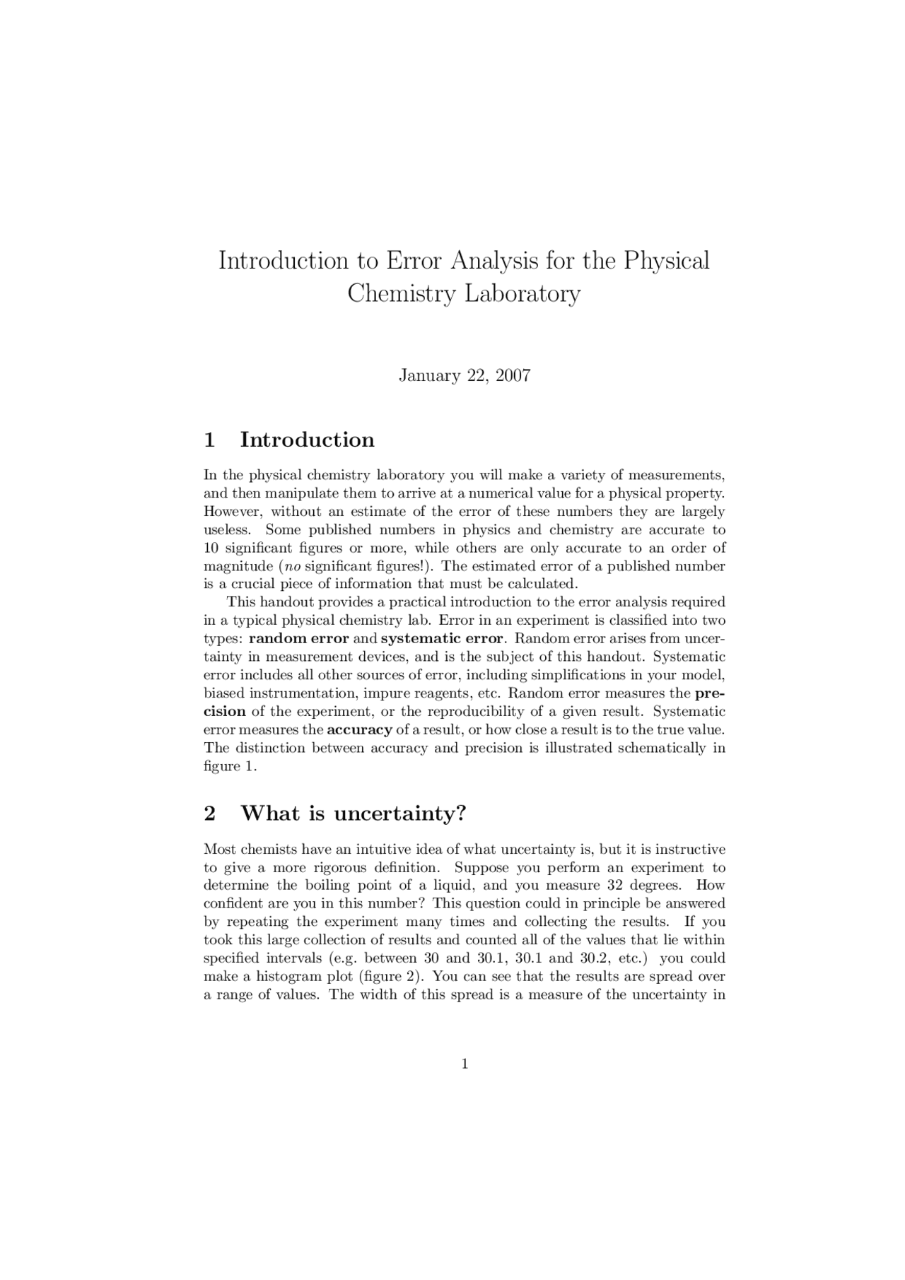 Introduction to Error Analysis for the Physical Chemistry Lab 1 | CHEM ...
