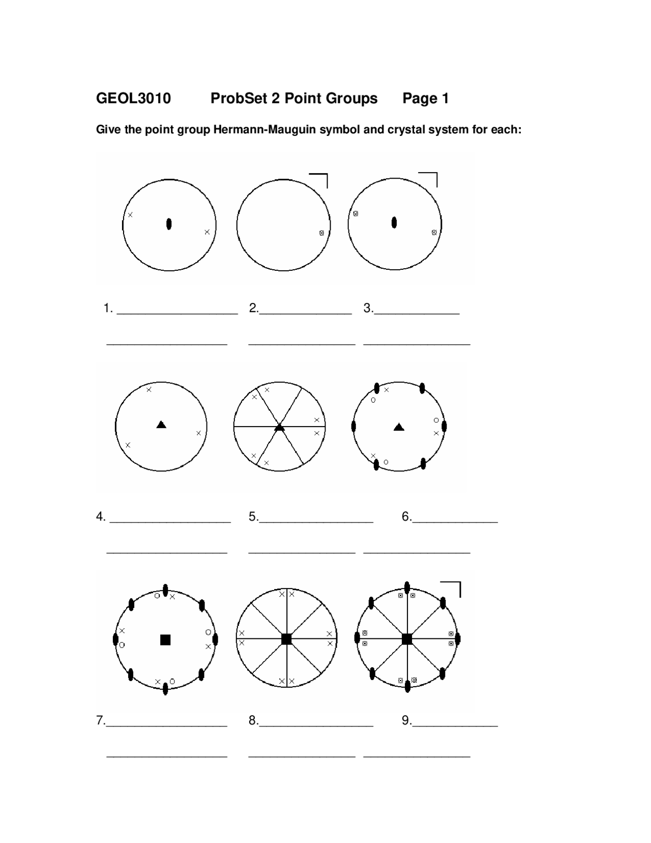 Point Groups Problem Set 2 Introduction To Mineralogy Geol 3010