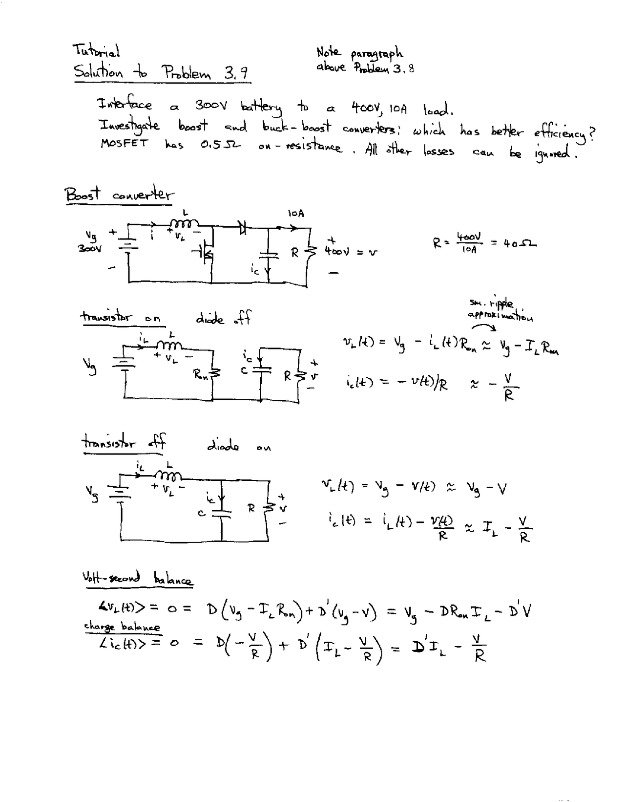 Solution To Problem 3 For Introduction To Power Electronics Ecen 5797