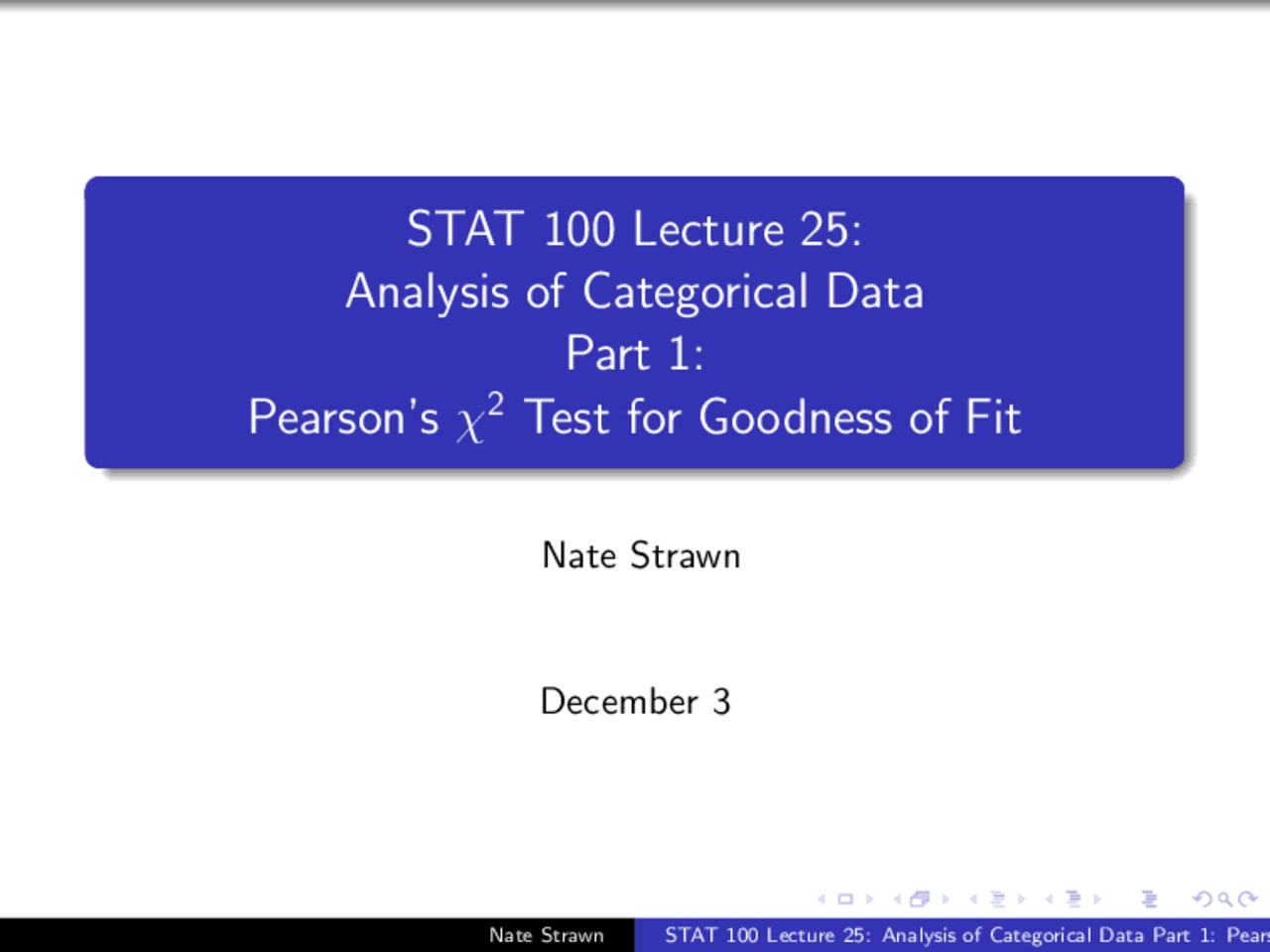 Analysis Of Categorical Data Lecture Slides Stat 100 Docsity
