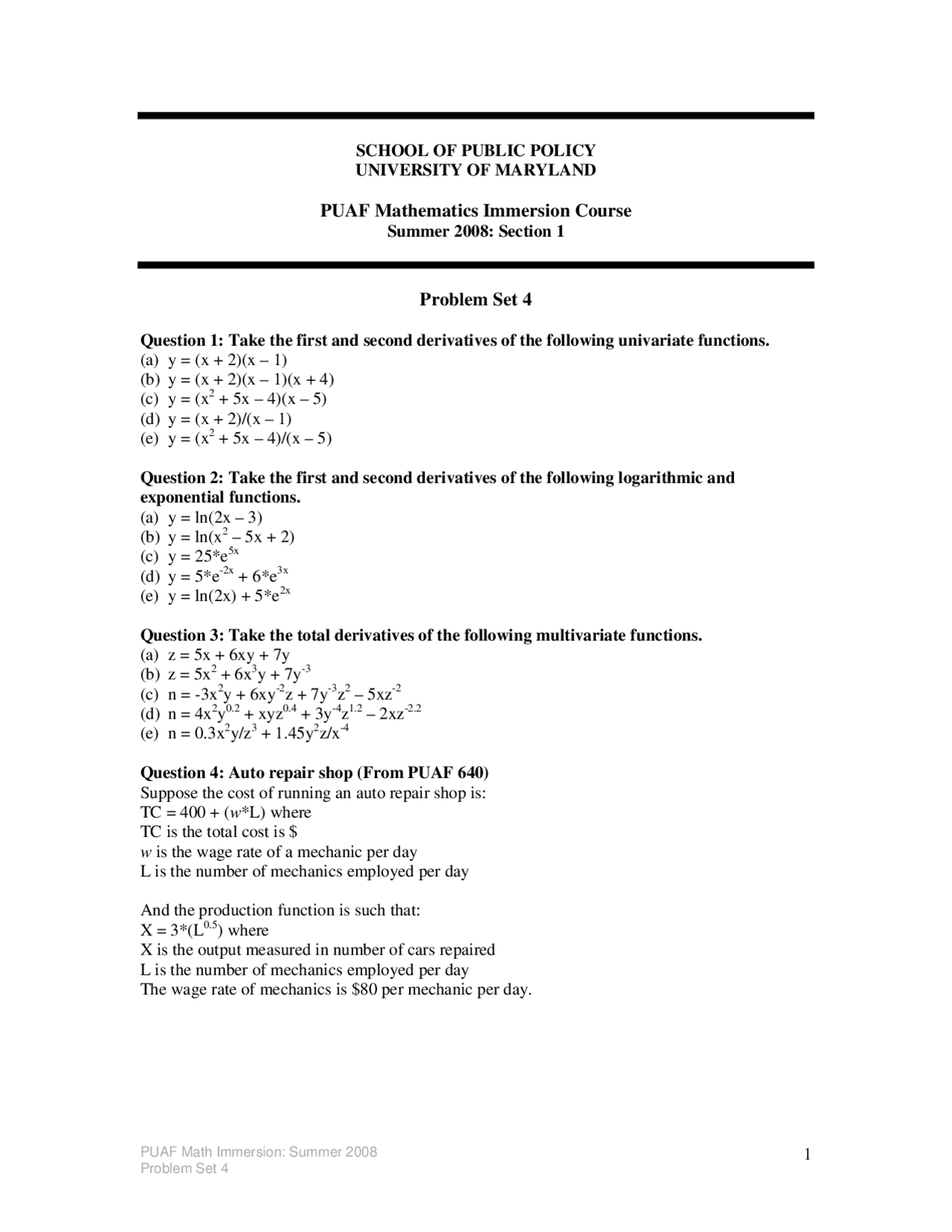 Problem Set 4 Questions Puaf Mathematics Immersion Course Puaf 640