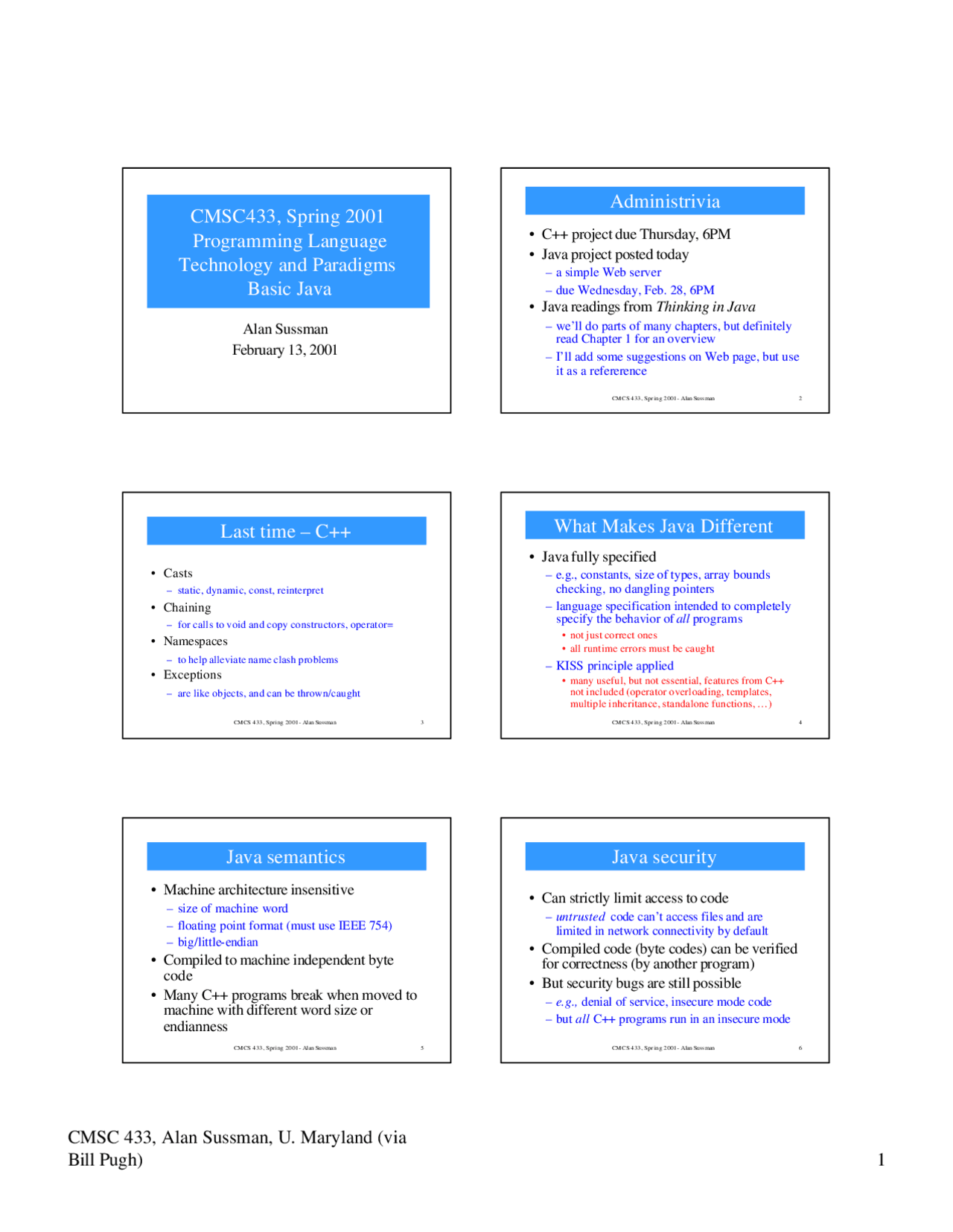 Java Semantics And The Java Security In Basic Java Cmsc 433 Docsity 7319