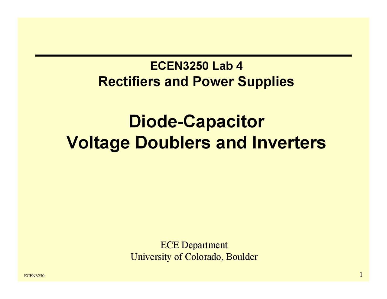Rectifiers and Power Supplies Diode Capacitor Voltage Doublers and Inverters | ECEN 3250 - Docsity