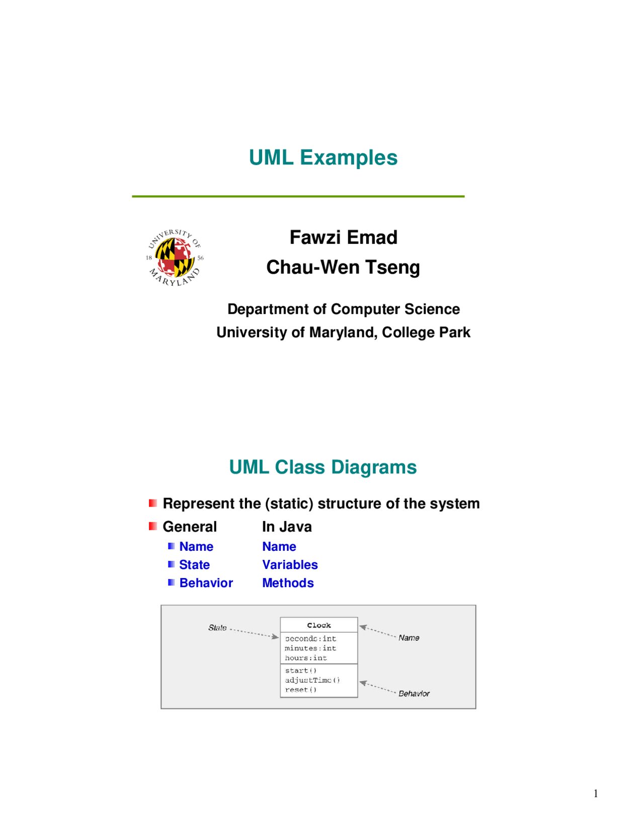 Uml Examples Object Oriented Programming Ii Notes Cmsc 132 Docsity 7971