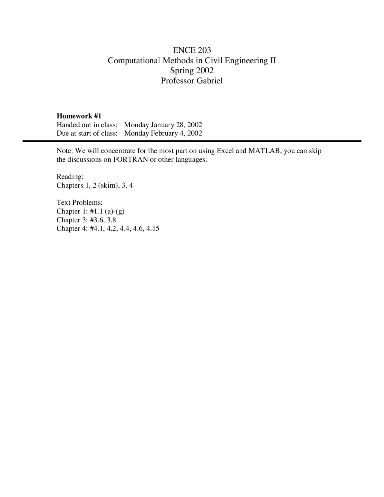 Homework 1 Computational Methods In Civil Engineering Ii Ence 203