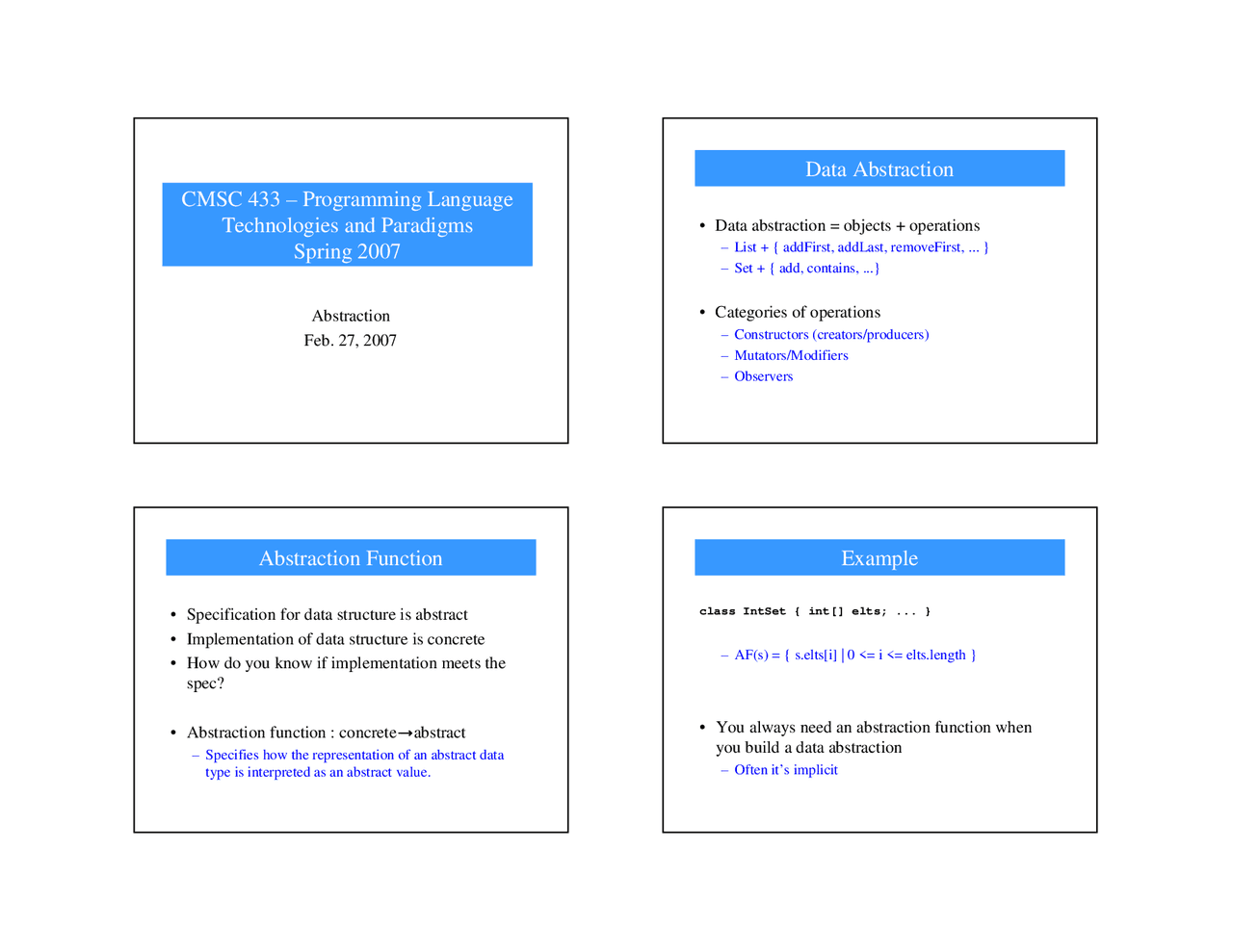 Abstraction Programming Language Technologies And Paradigms Cmsc 0115