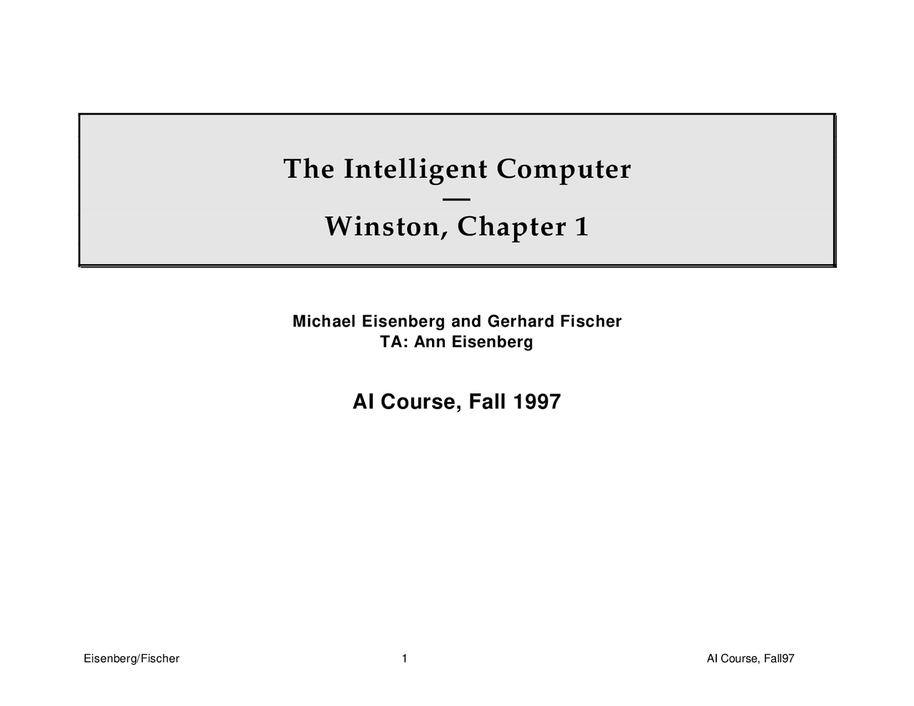 Slides For Intelligence Computer Artificial Intelligence Csci 5582 Docsity