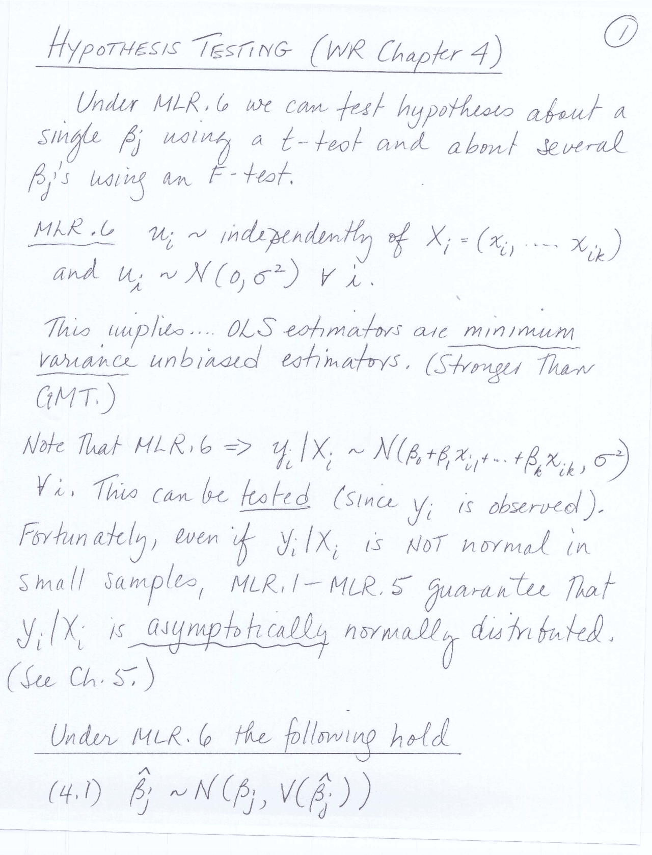 Hypothesis Testing In Econometrics I Econ 422 Docsity