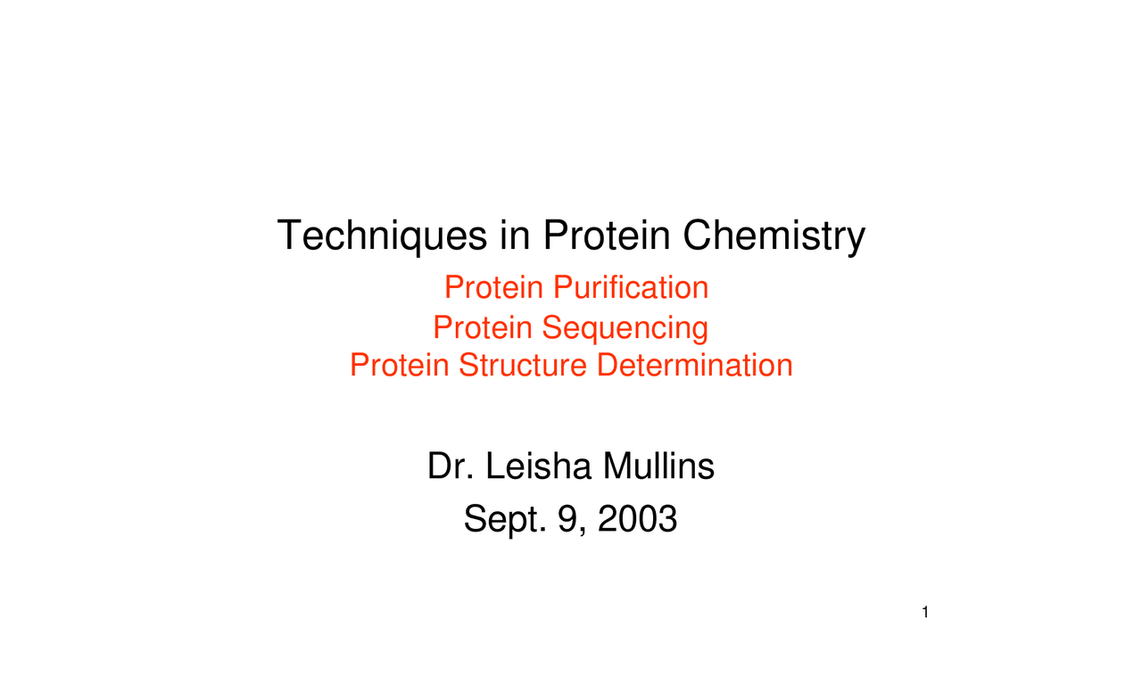 Techniques In Protein Chemistry Elements Of Biochemistry Lecture