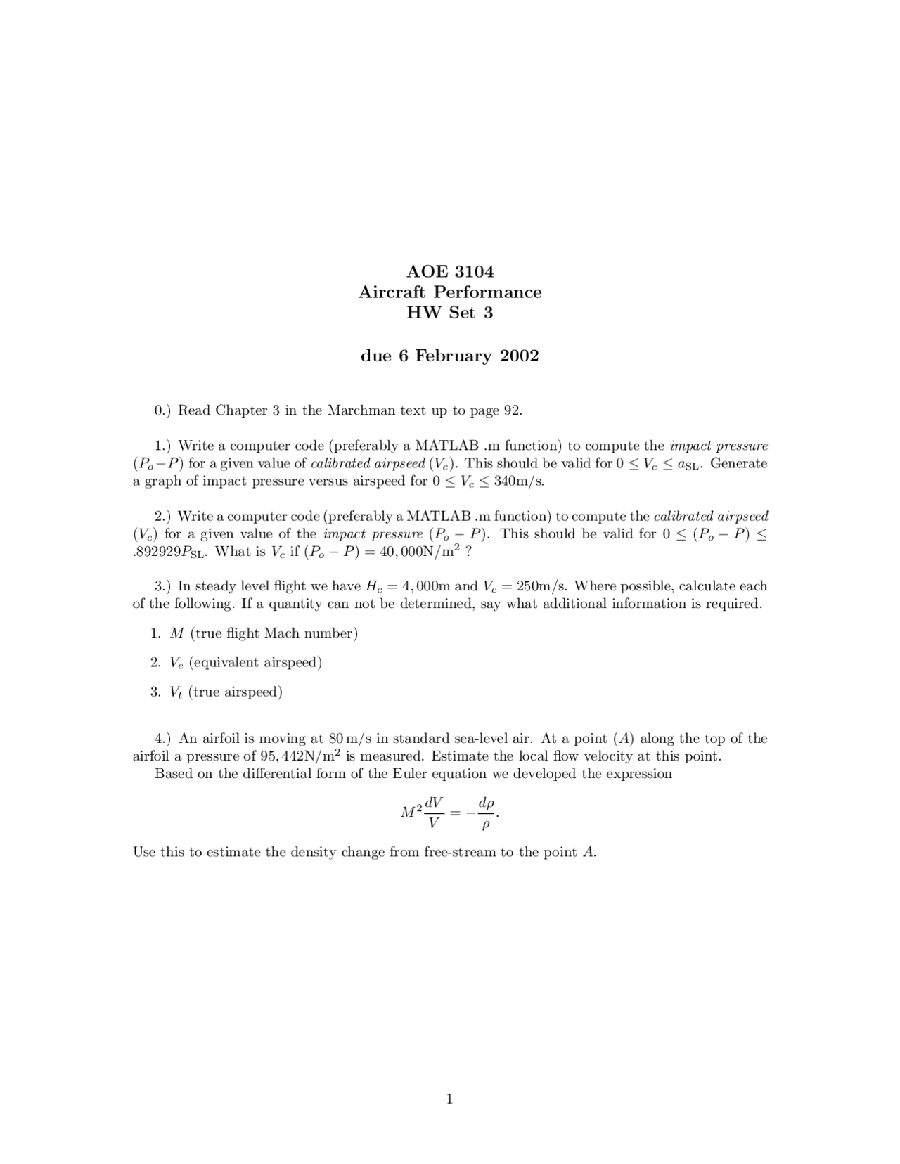 Unsolved Questions On Aircraft Performance Aoe 3104 Docsity