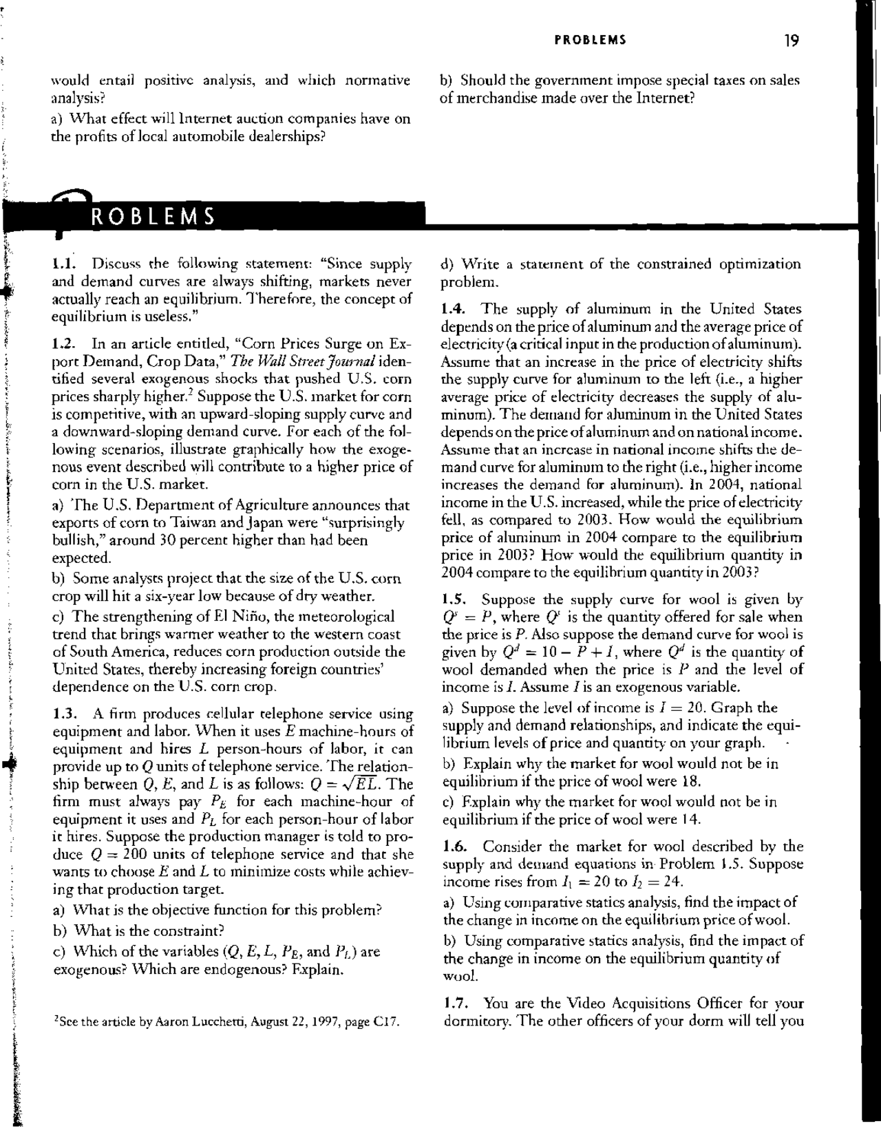 Practice Problems On Intermediate Microeconomic Theory Econ 3070