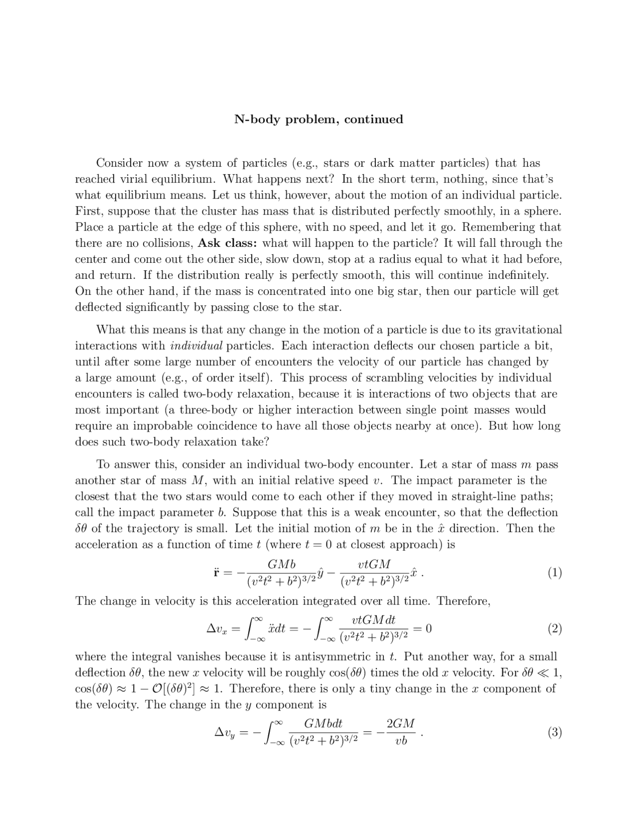 Notes on N-Body Problem, Continued for Exam - Theoretical Astrophysics ...