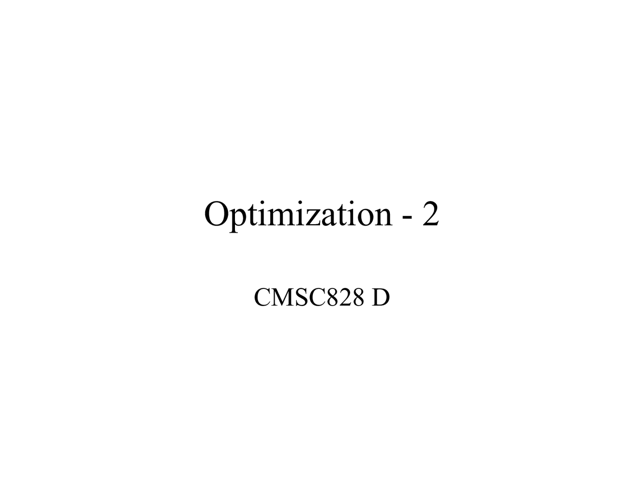 Optimization Lecture Handout Cmsc 828d Docsity