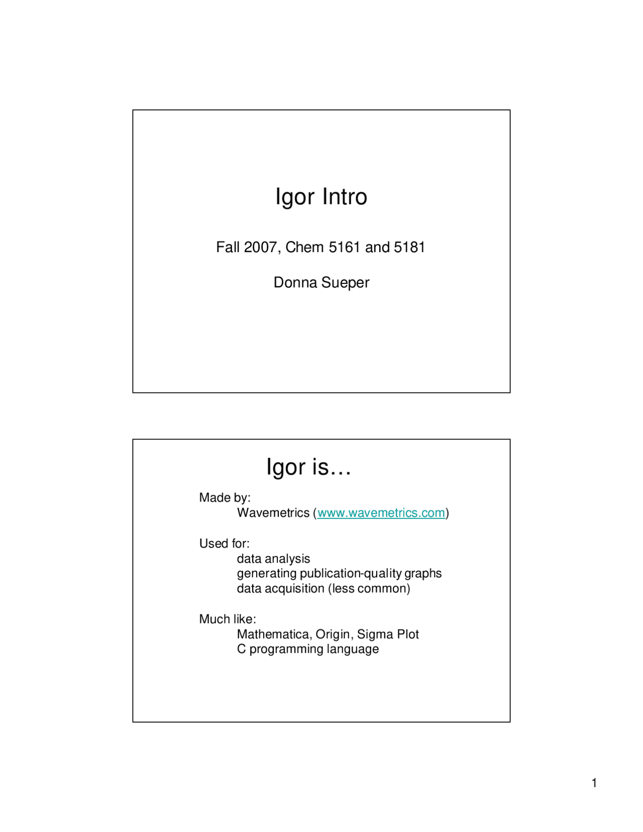 Igor Introduction Mass Spectrometry And Chromatography Slides Chem