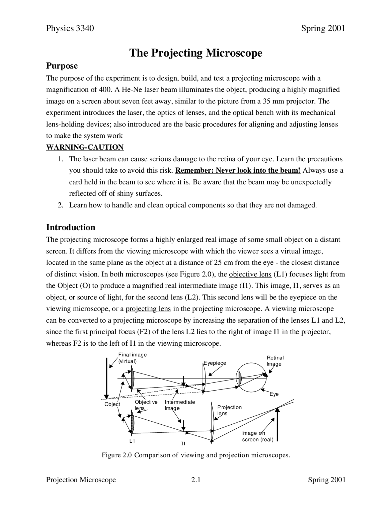 The projecting Microscope - Project | PHYS 3340 - Docsity