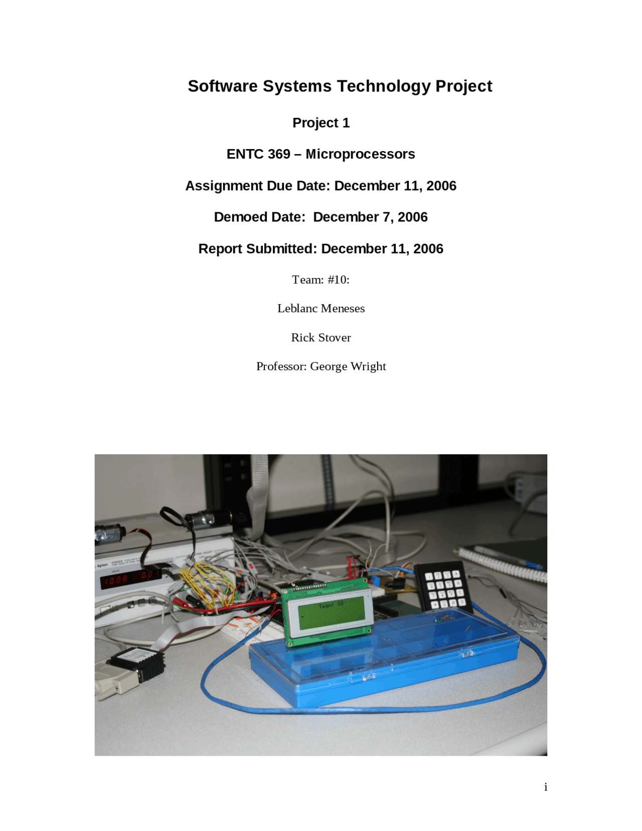 The Software System Technology - Project 1 | ENTC 369 - Docsity