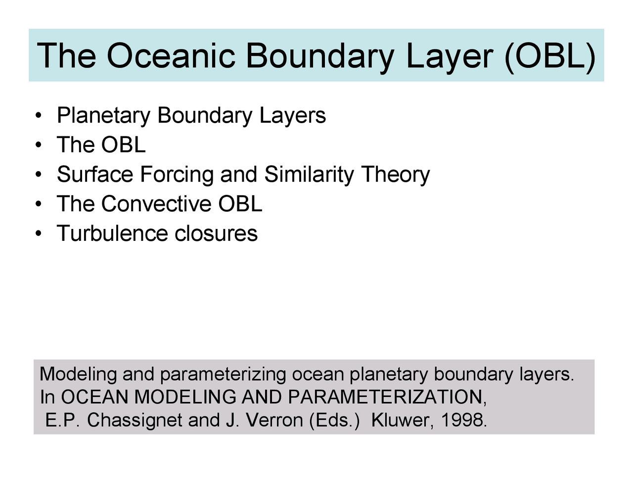 Lecture Slides On The Oceanic Boundary Layer Atoc 5051 Docsity