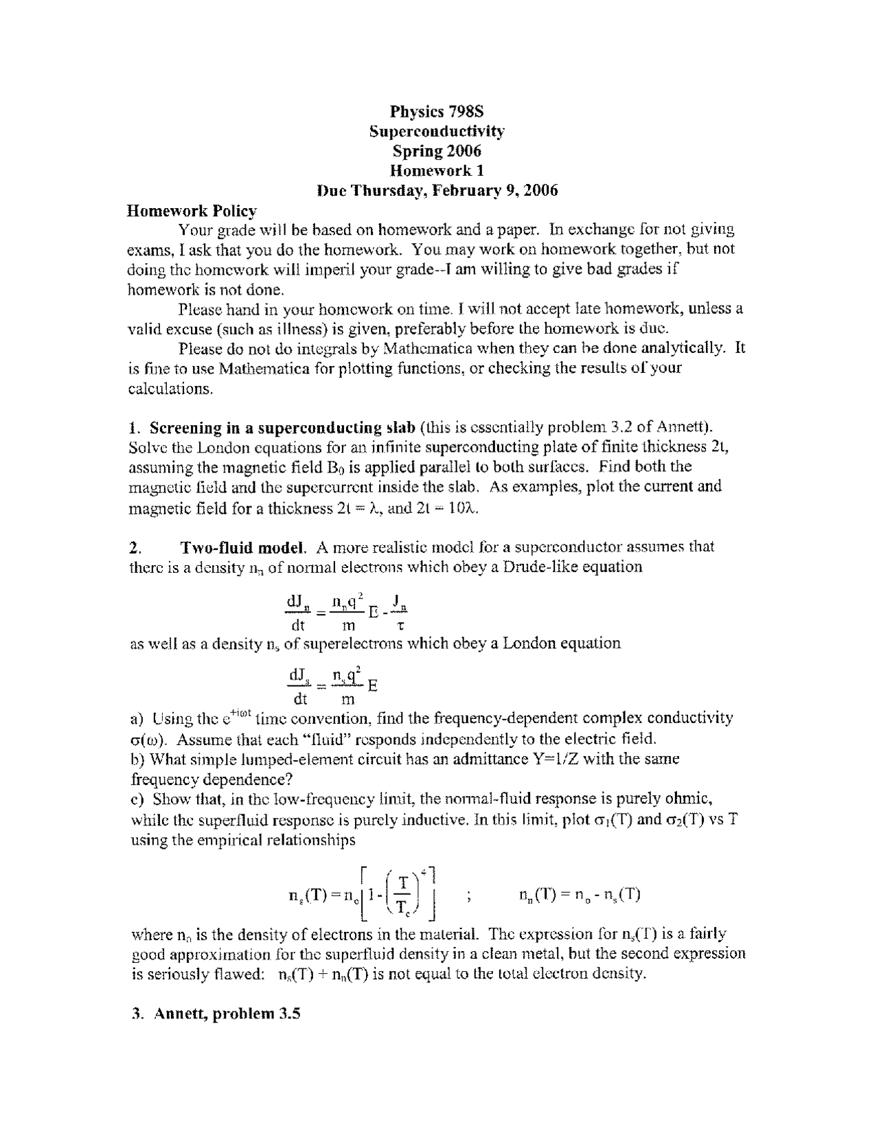 Solved Assignment 1 For Superconductivity Phys 798 Docsity