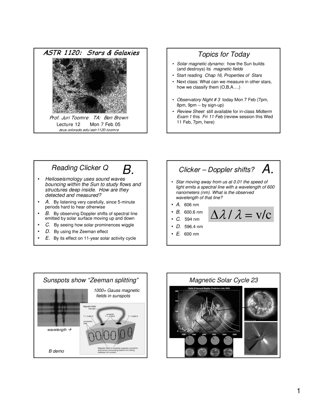 ASTR 1120: Stars & Galaxies - Lecture 12: Solar Magnetic Dynamo and ...