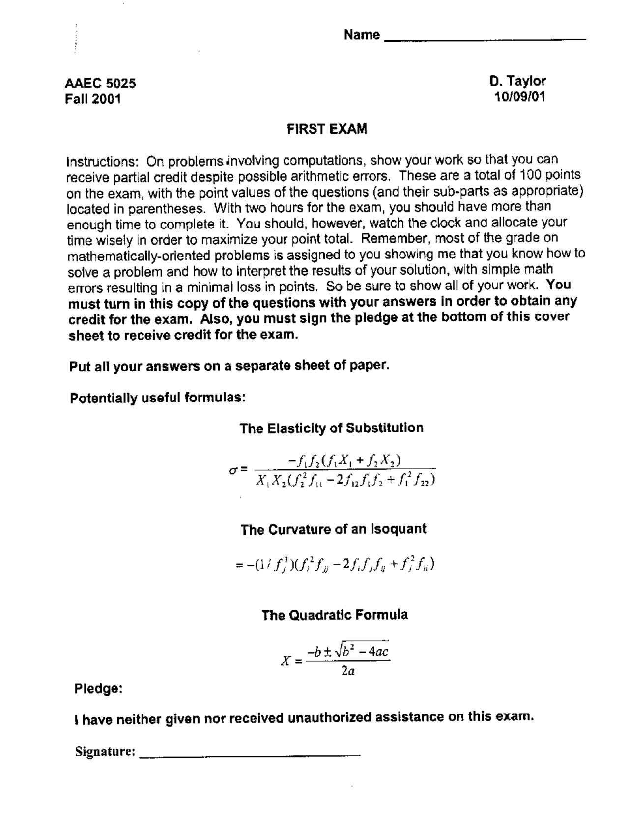 Solutions For Exam 1 Applied Microeconomic Aaec 5025 Docsity