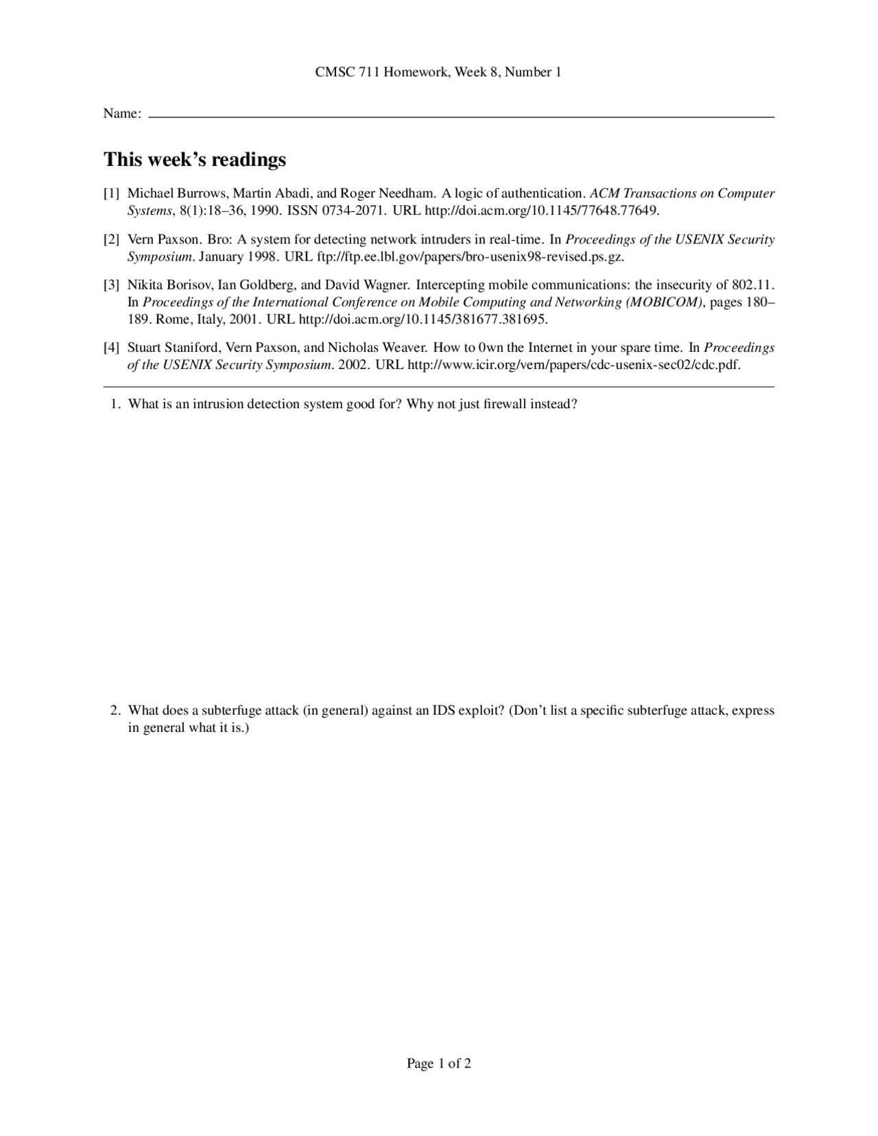 Homework Questions Computer Networks Cmsc 711 Docsity