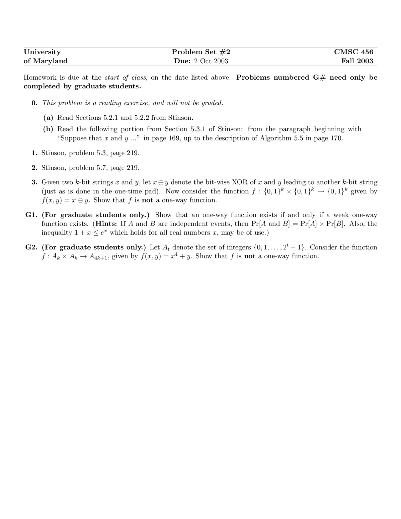 Solution For Problem Set 2 Questions Cryptology Cmsc 456 Docsity 
