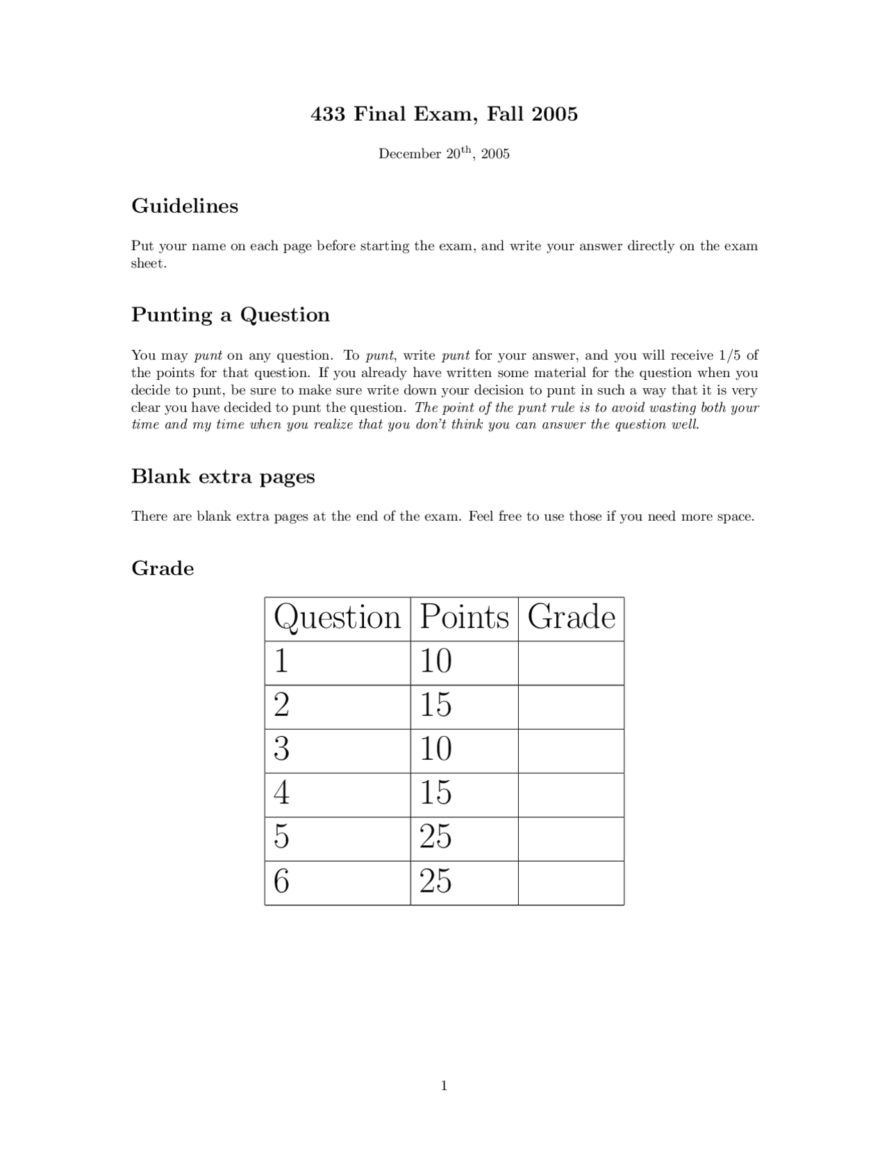 6 Questions In Final Exam Programming Language Technology Cmsc 433
