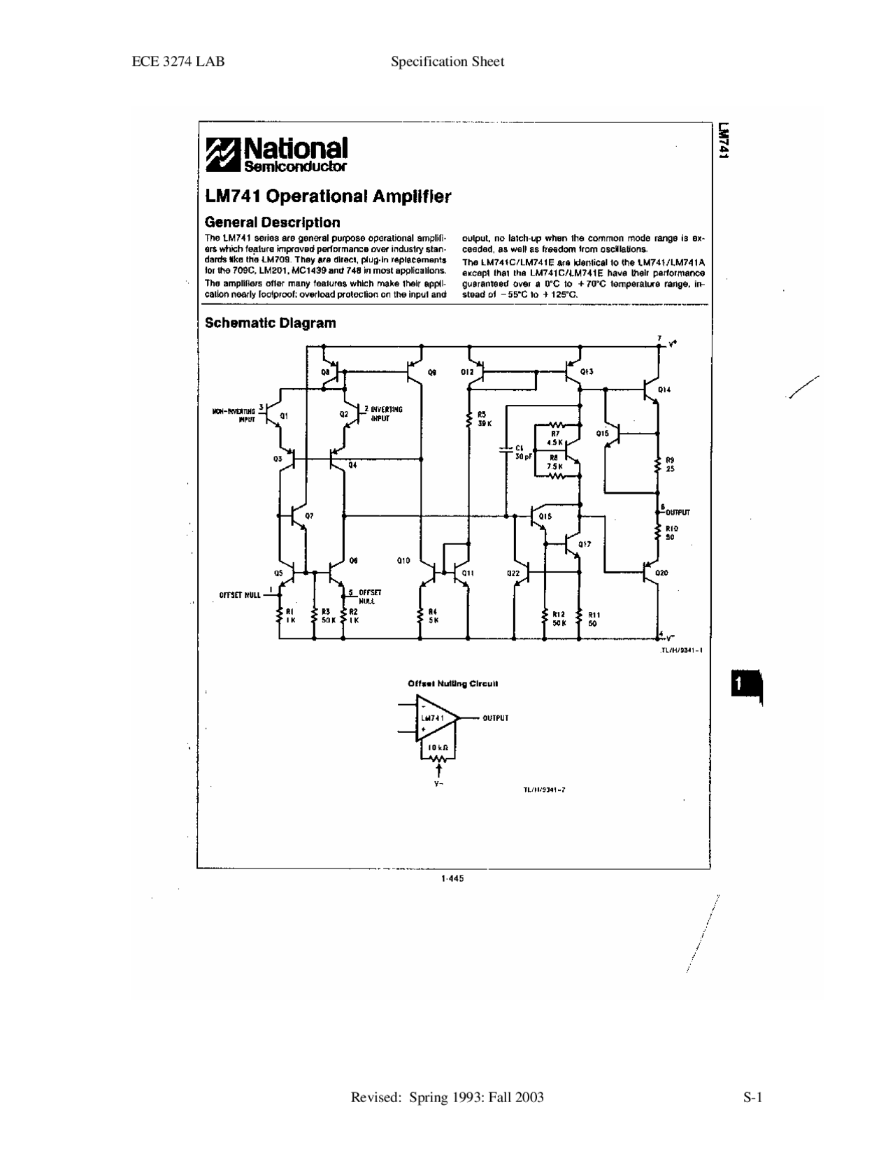 Operational Amplifier Electronic Circuits Lab Ii Specification