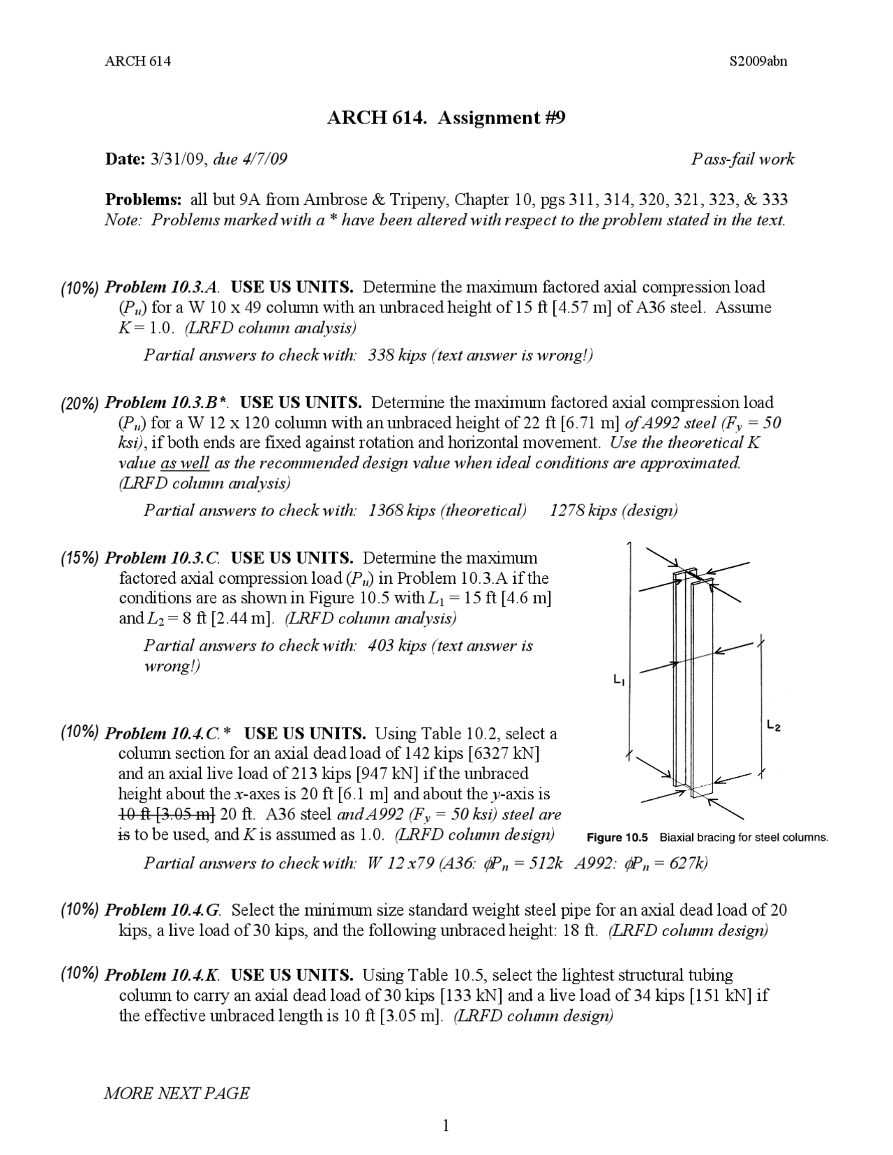 Assignment 9 With Solutions Elements Of Architecture Structures Arch 614 Docsity