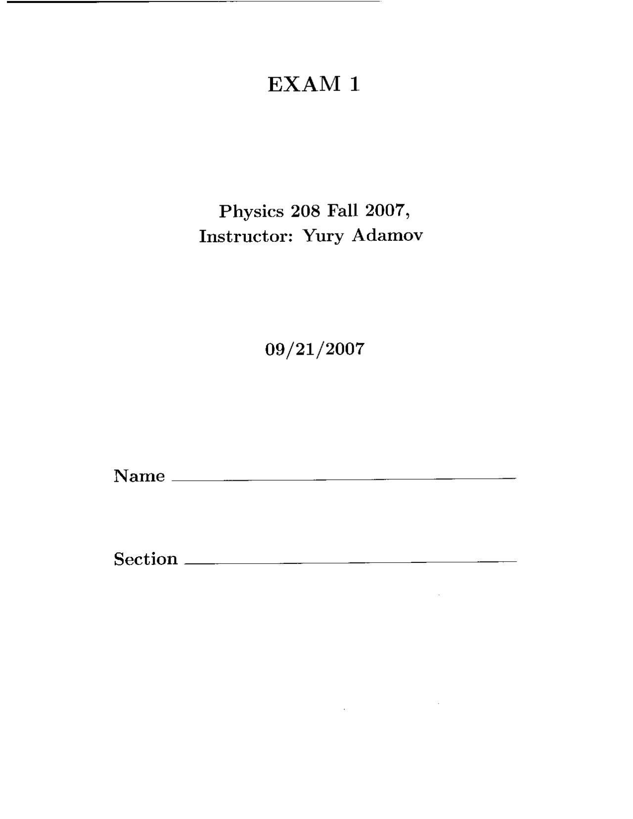 Solved Problems For Exam 1 Electricity And Optics Phys 208 Docsity