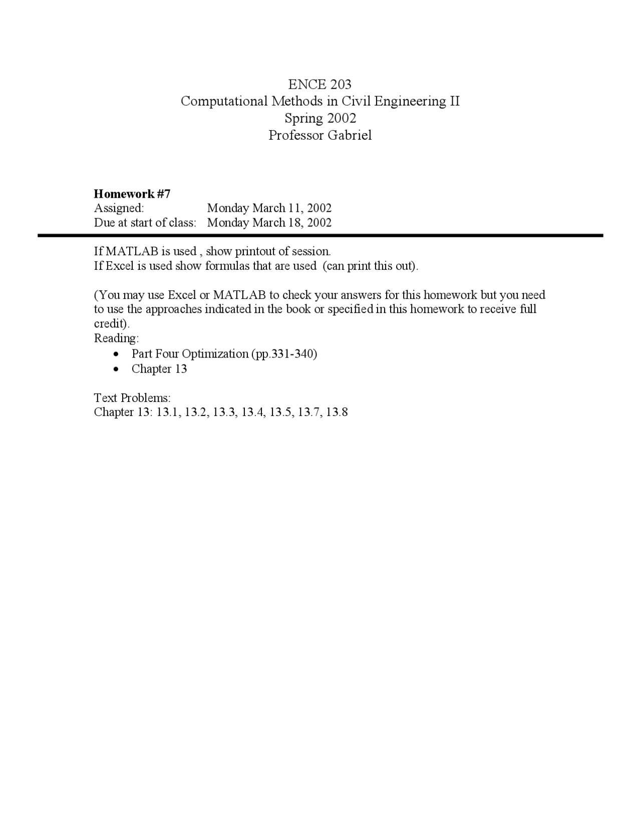 Homework 7 Computational Methods In Civil Engineering Ii Ence 203