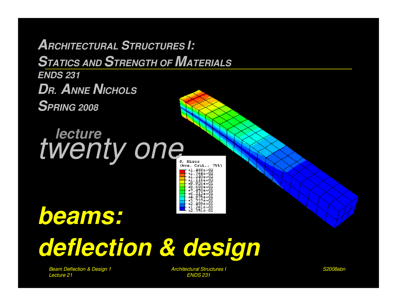 Beams: Deflection and Design | Architecture Structure | ENDS 231 - Docsity
