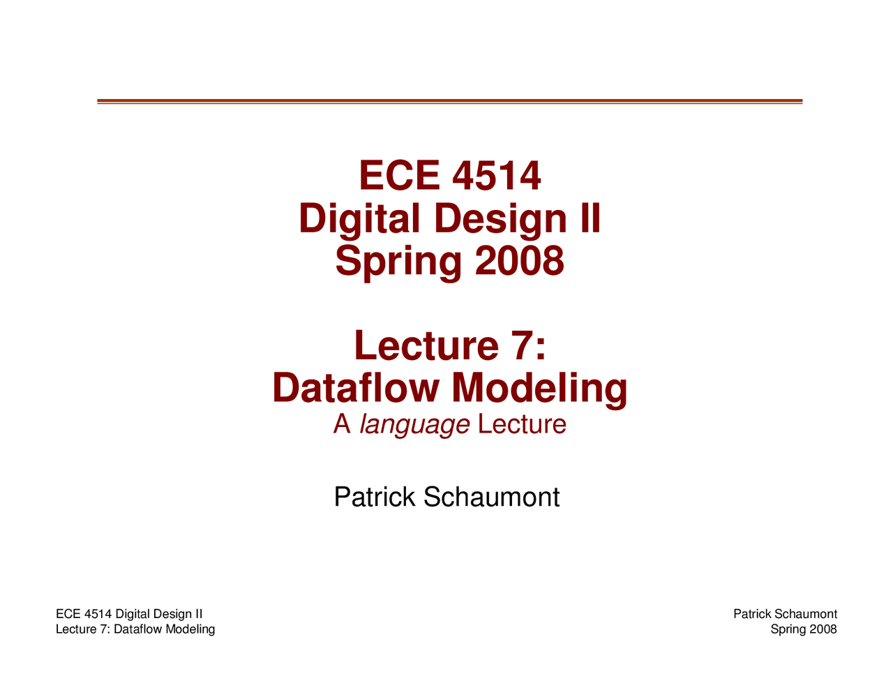 Dataflow Modeling in Digital Design II: Understanding Net Assignments and Operators - Prof ...