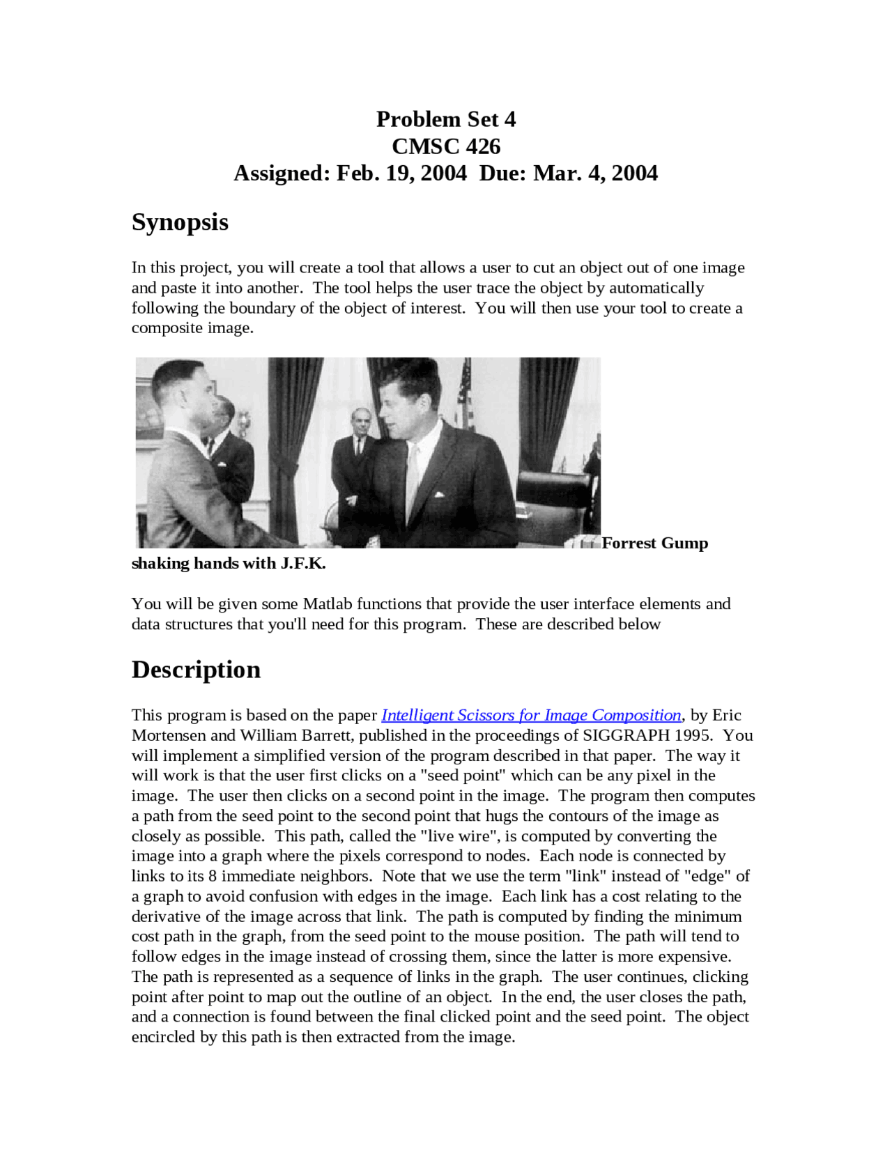 Problem Set 4 with Resolutions - Image Processing | CMSC 426 - Docsity