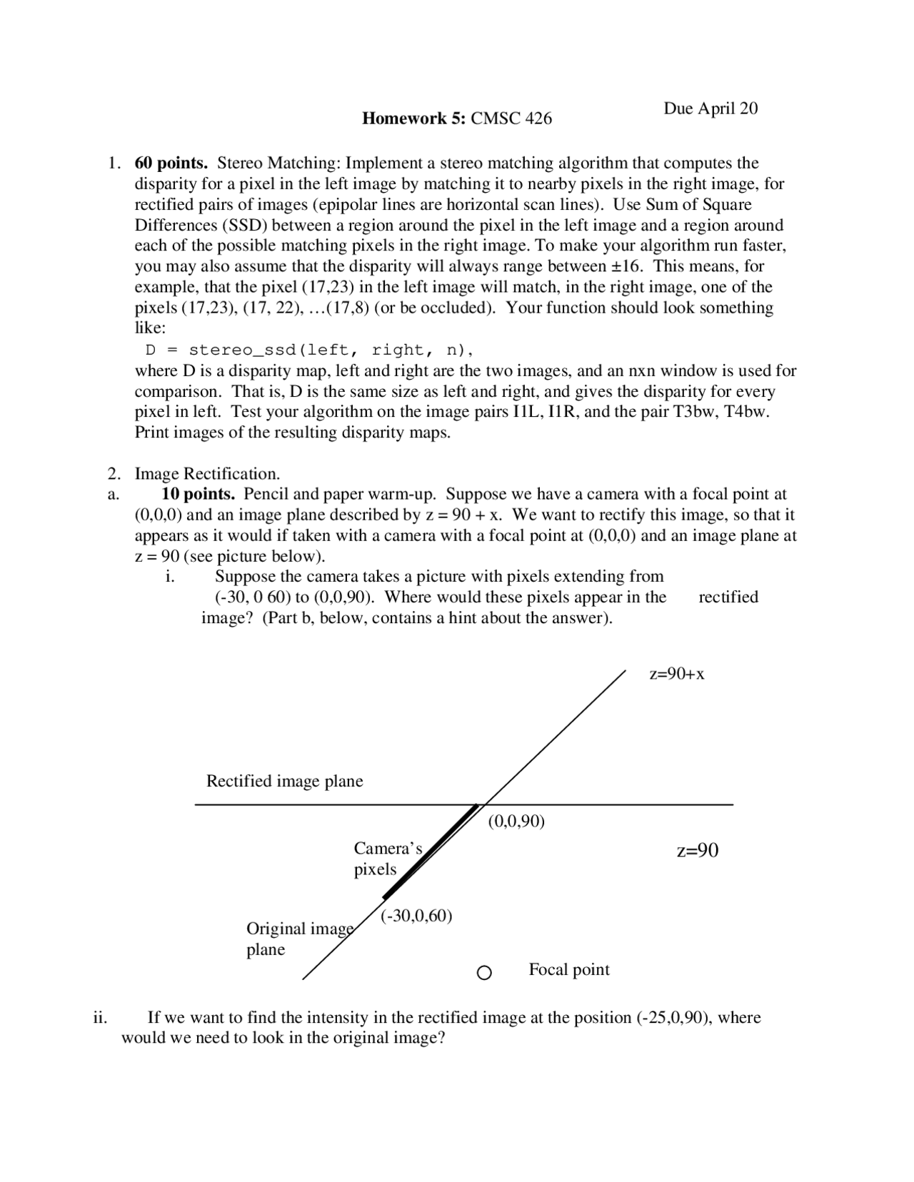 Assignment 5 With Solution For Image Processing Cmsc 426 Docsity