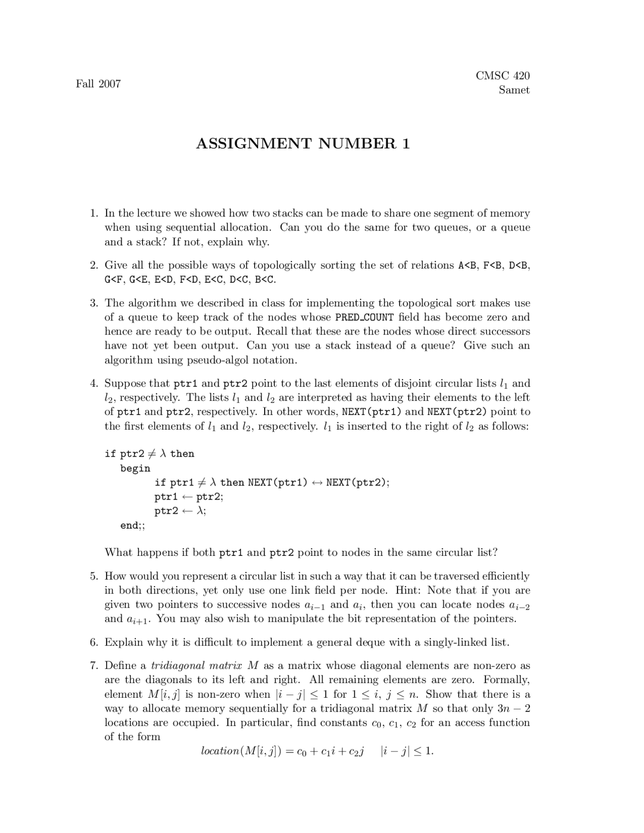 Data Structures Assignment 1 Cmsc 420 Docsity 5993