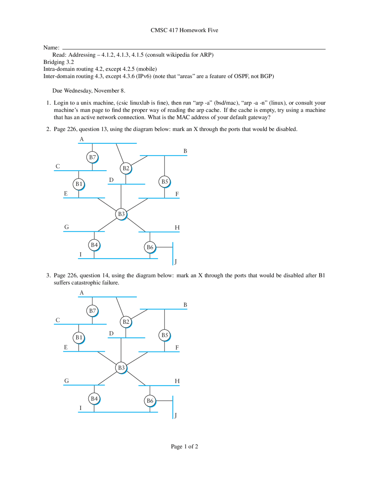 Homework 5 Questions Computer Networks Cmsc 417 Docsity 6781