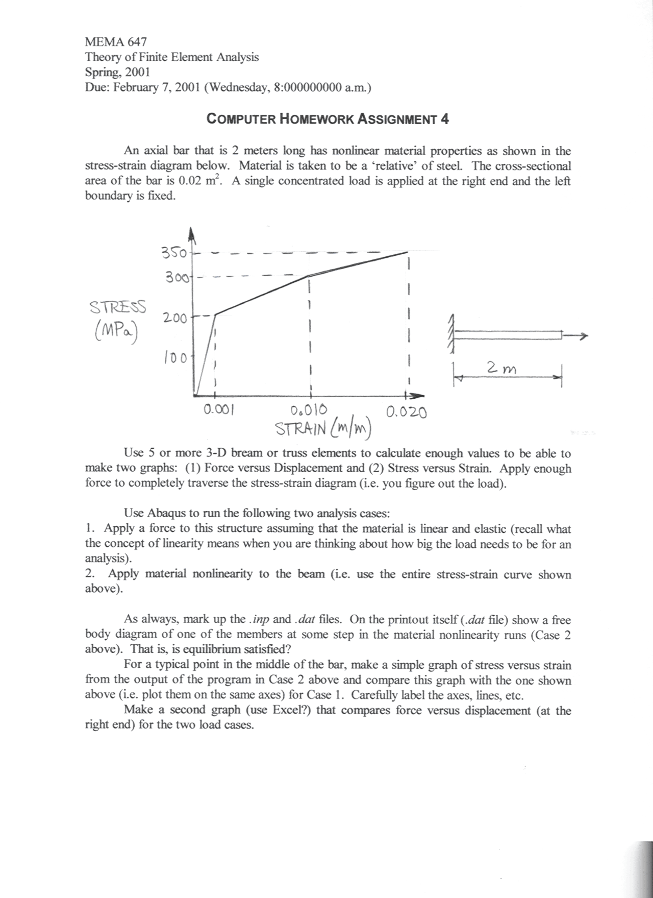 2 Solved Problems On Theory Of Finite Elements Assignment 4 Mema 647 Docsity