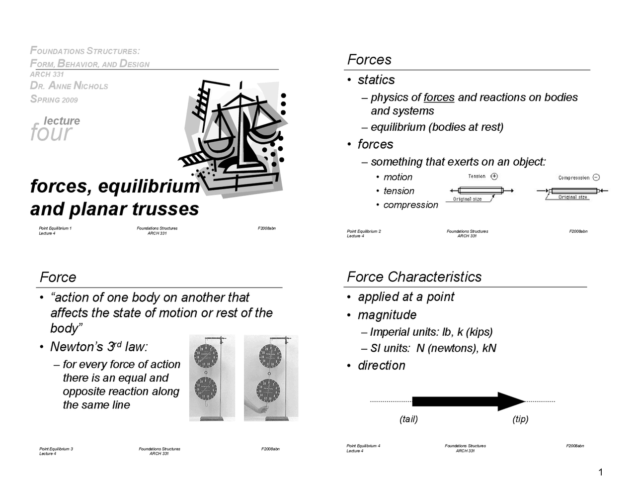 Force Equilibrium and Planar Trusses - Architectural Structure | ARCH 331 - Docsity