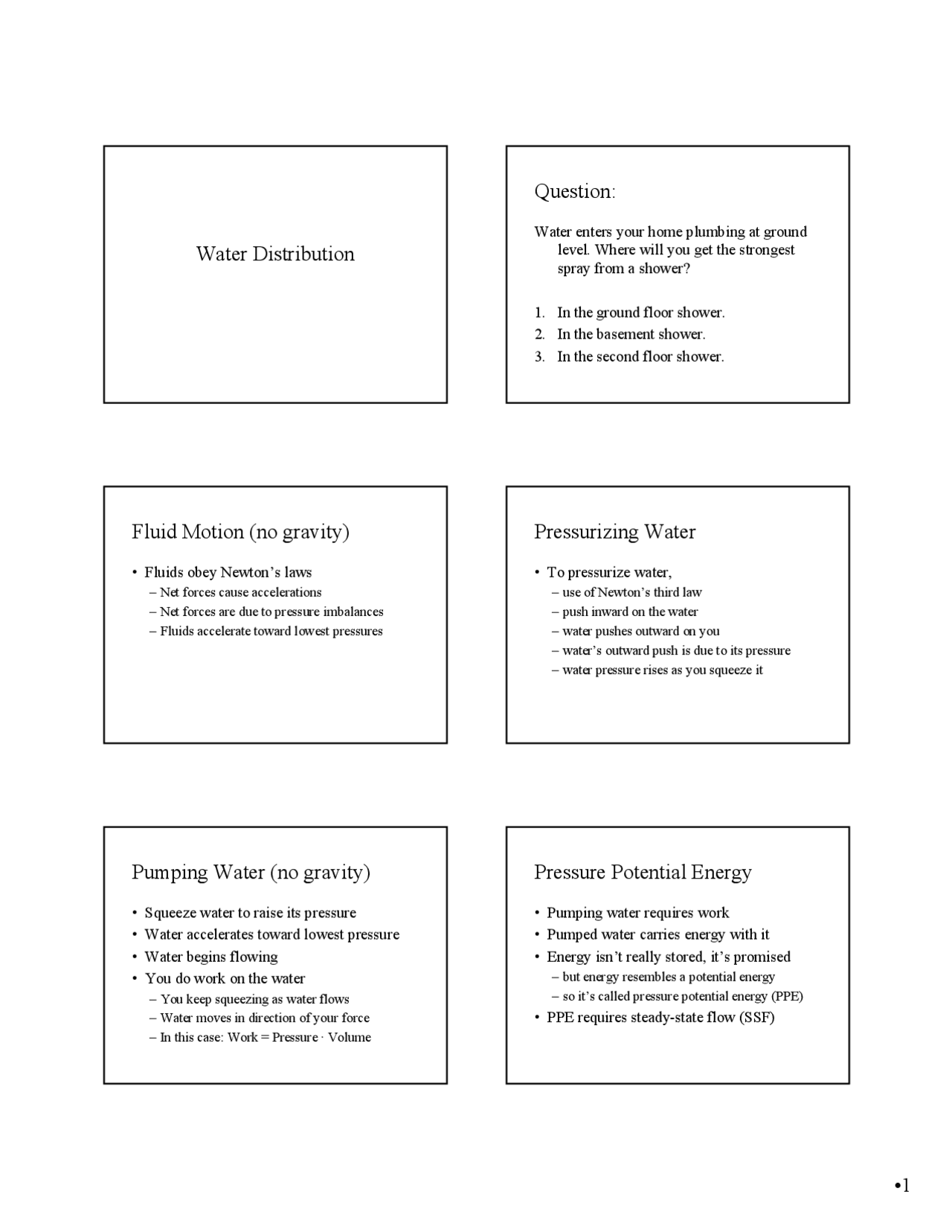 Water Distribution Fluid Motion Lecture Handout Phys 104 Docsity