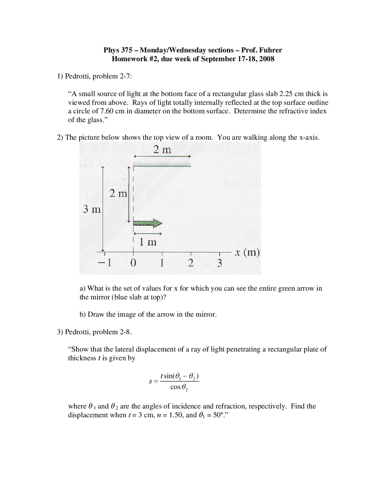 Pedrotti Problems Experimental Physics Phys 375 Docsity