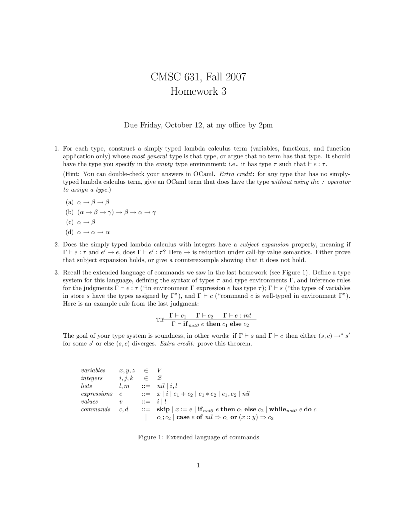Homework 3 Questions Programming Analysis And Understanding Cmsc 4952