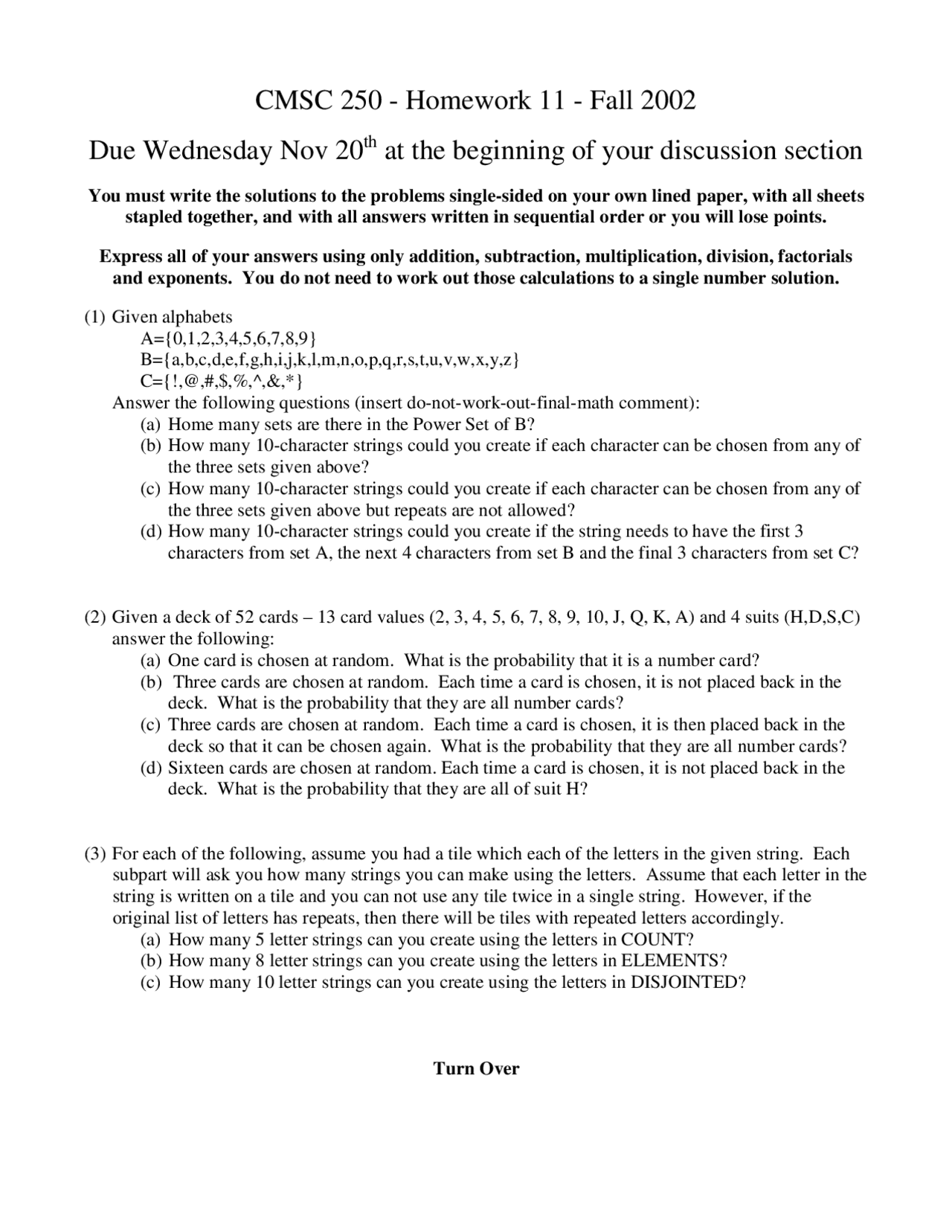 Assignment 11 Discrete Structures Cmsc 250 Docsity