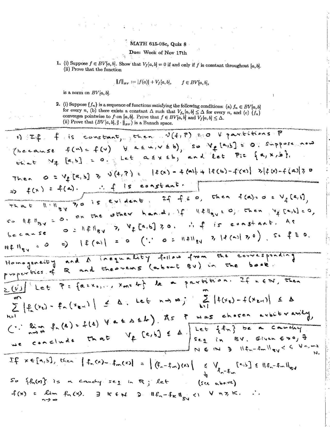 2 Questions Of Introduction To Classical Analysis Math 615 Docsity