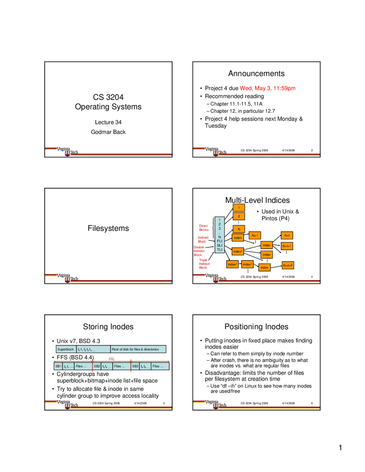 File systems - Operating Systems, Powerpoint Notes | CS 3204 - Docsity