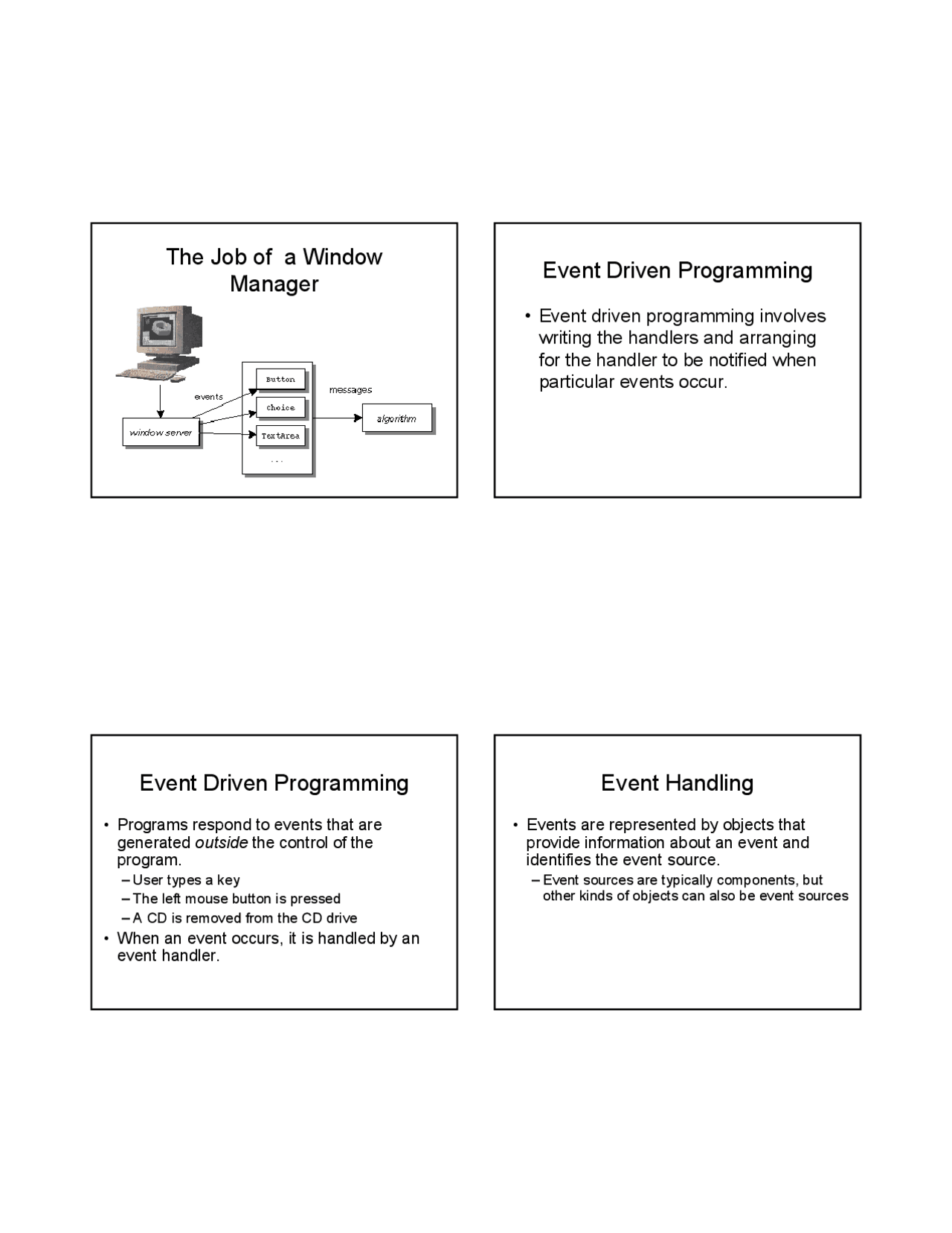 Notes On Event Driven Programming Event Handling And Swing Listeners