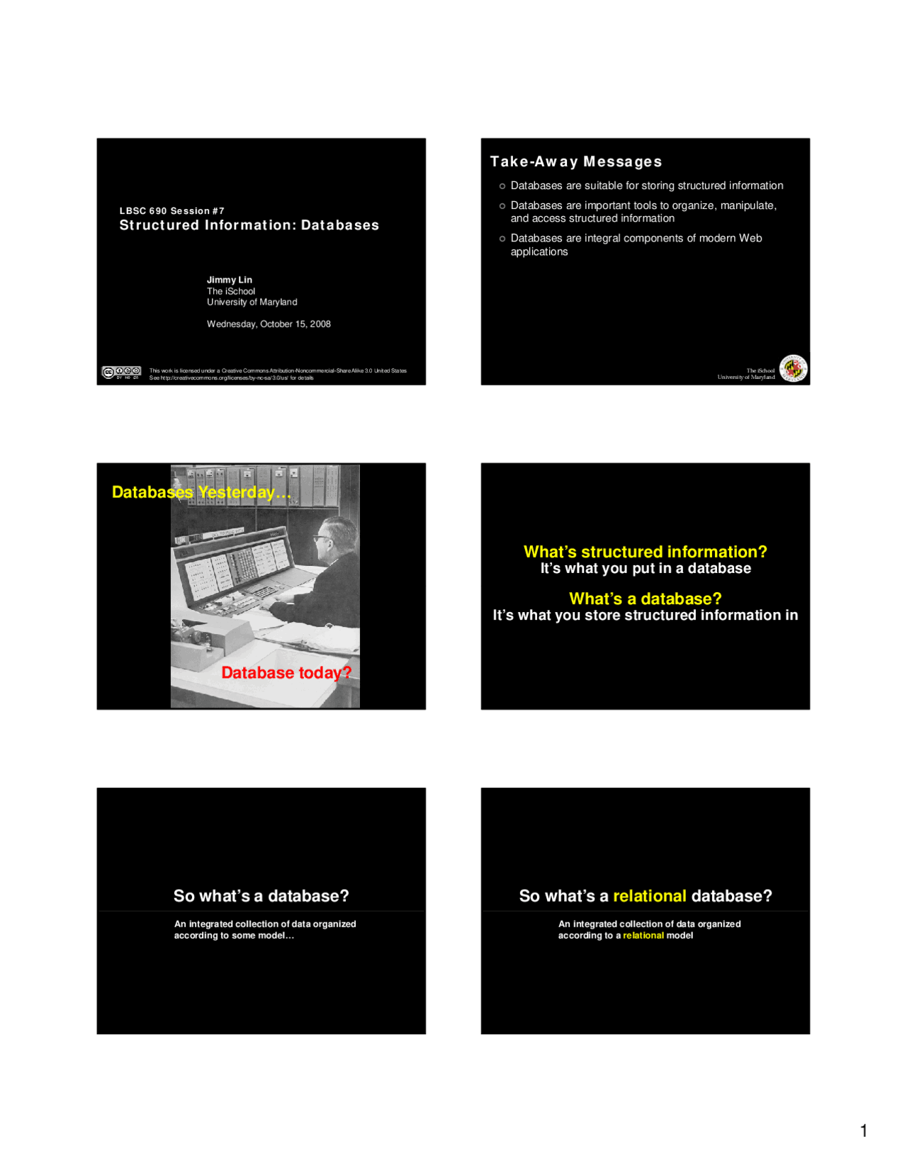 Structured Information Databases Lecture Slides Lbsc 690 Docsity