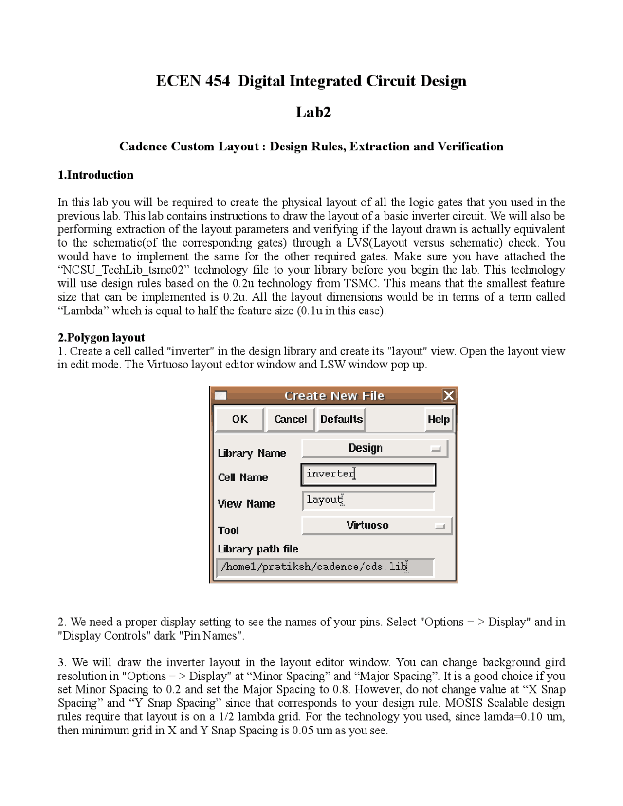 Cadence Custom Layout Design Rules Extraction And Verification Lab